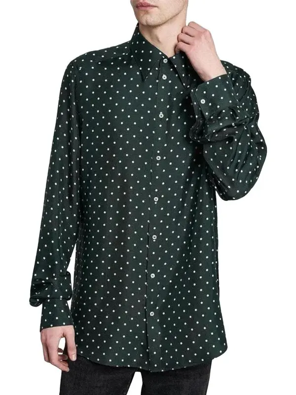 Dolce & Gabbana Apos;s Polka Dot Silk Button-front Shirt - Pois Bco F