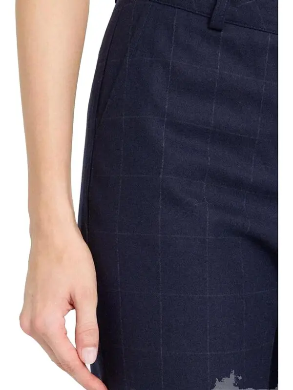 MAISON COMMON Windowpane Wool Flannel Slim-leg Ankle Pants - Navy