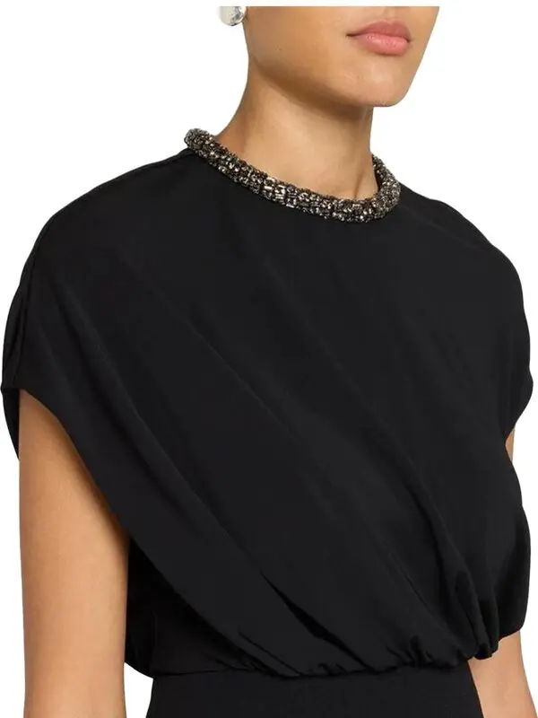 Roland Mouret Crystal-collar Sleeveless Blouson Mini Dress - Black