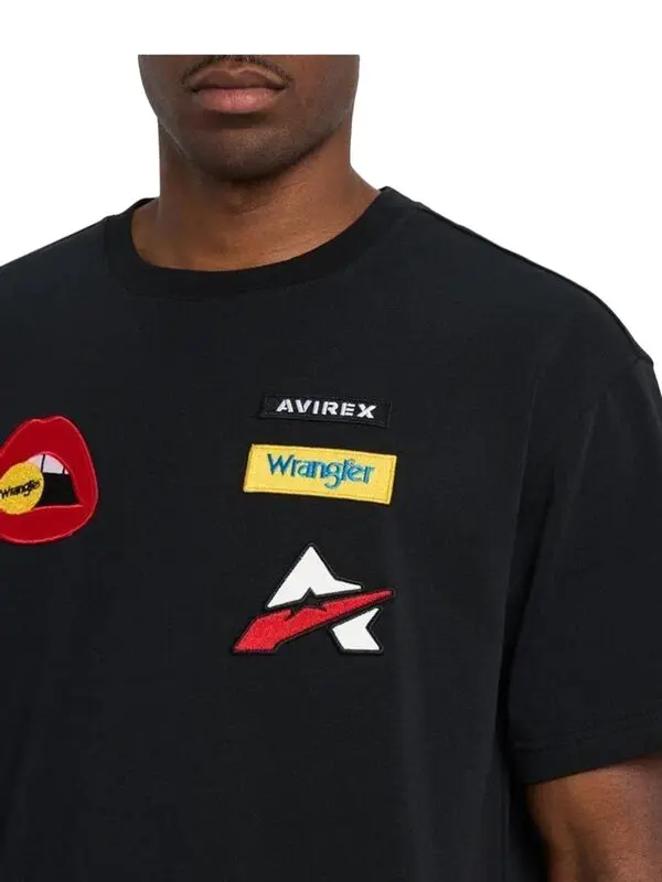AVIREX X Wrangle & Apos;s Multi-patch Crewneck T-shirt - Black