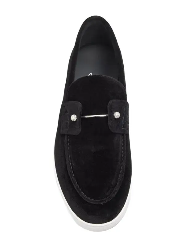 CHRISTIAN LOUBOUTIN Apos;s Chambeliboat Night Strass Velvet Boat Shoes - Black/crys