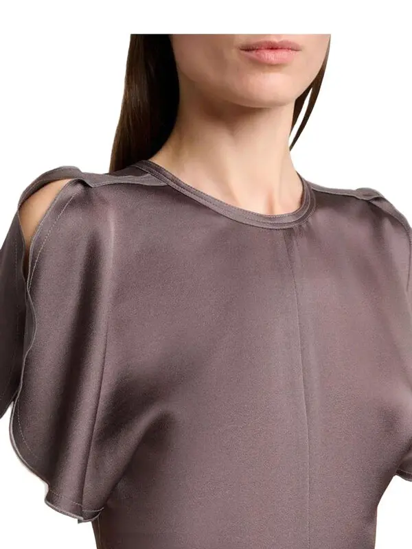 Victoria Beckham Draped Split-sleeve Satin Blouse - Ore