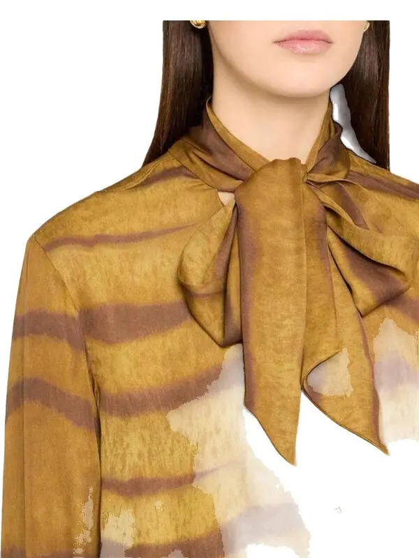 FRAME The Silk Oversized Tie-neck Shirt - Light Tiger Multi