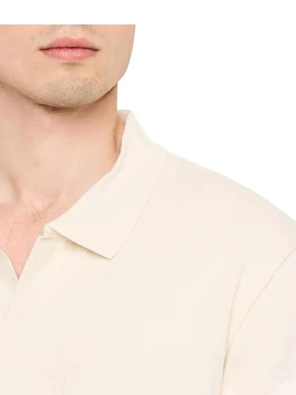 Vince Apos;s Milano Pima Cotton-blend Johnny-collar Polo Shirt - Bone