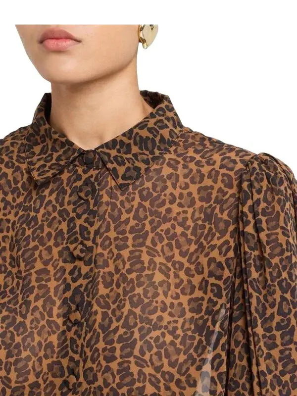 FRAME The Silk Prairie Leopard Blouse - Light Leopard