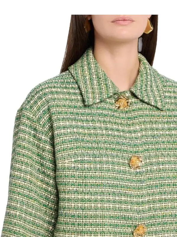 Carolina Herrera Boxy Cotton-blend Crop Jacket - Green Multi