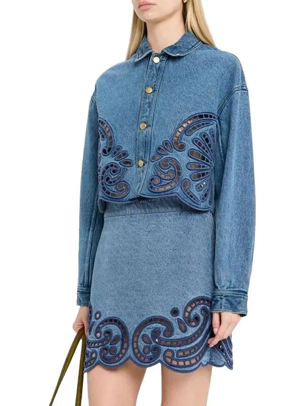 Ulla Johnson Bobbi Embroidered Denim Jacket - River