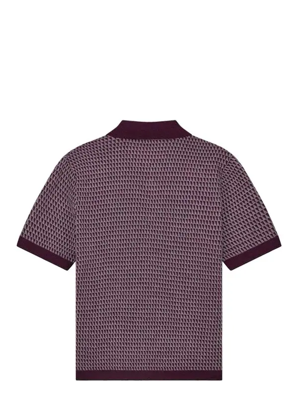 Emporio Armani Apos;s Geometric Wool Knit Johnny-collar Polo Shirt - Multi