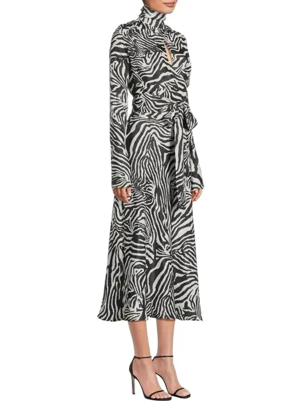 UNDRA CELESTE Joi -print Tie-waist Midi Dress - Zebra