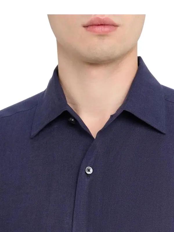 Zegna Apos;s Oasi Lino Linen Button-down Shirt - Dark Blue