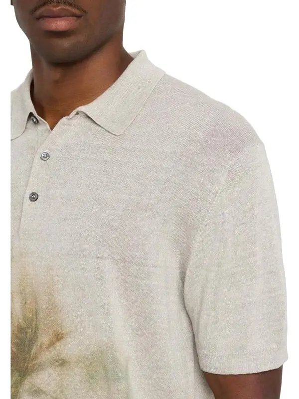 Bugatchi Apos;s Palm Linen And Cotton Short-sleeve Polo Sweater - Limestone