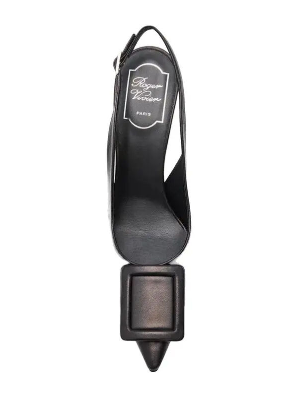 ROGER VIVIER 85mm Viv Ville Leather Slingback Pumps - Nero