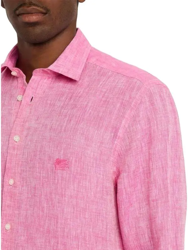 Etro Apos;s Pegaso Linen Roma-fit Shirt - Fuchsia