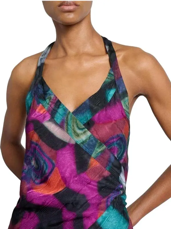 Dries Van Noten Halter Marble-print Top - Fuchsia