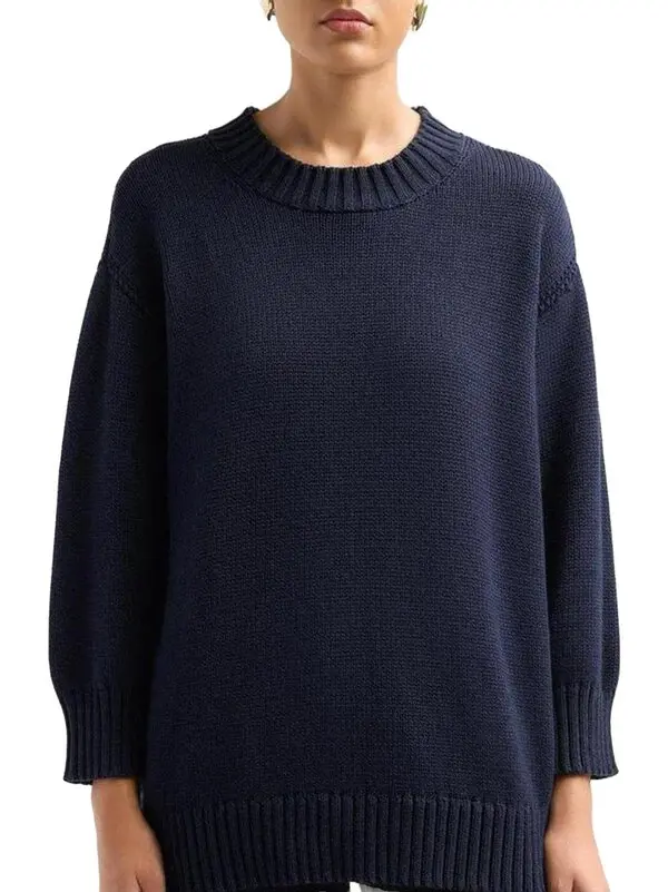 L & Apos;AGENCE Loden Cotton Crewneck Sweater - Midnight