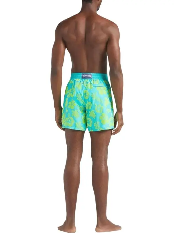 Vilebrequin Apos;s Flocked Tropical Turtle Swim Trunks - Ceramic