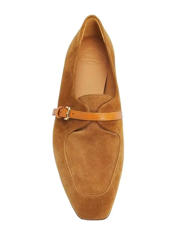 CHURCH & APOS;S Sienna Buckle Strap Suede Loafers - Brandy