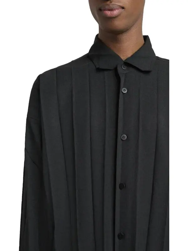 Issey Miyake Apos;s Pleated Relaxed Fit Button-down Shirt - Black
