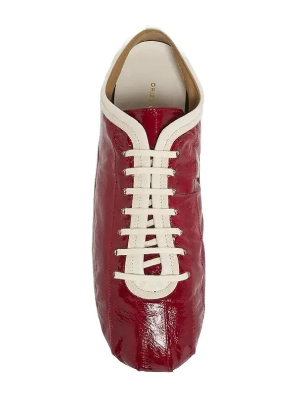 Dries Van Noten Leren Glossy Eel-effect Leather Slim Sneakers - 352 Red