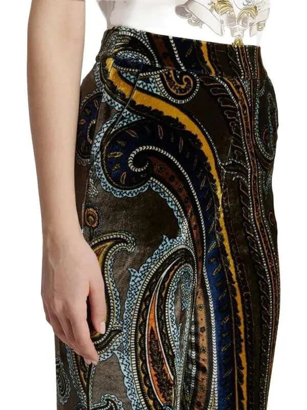 Etro Paisley Velvet Straight-leg Pants - Printed Br