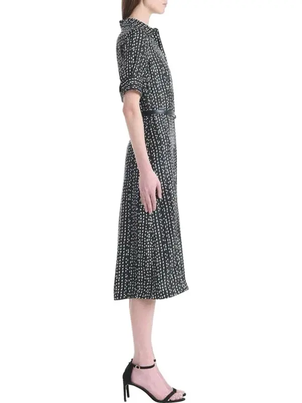 Altuzarra Kieran Abstract-print Short-sleeve Midi Shirtdress With Belt - Black