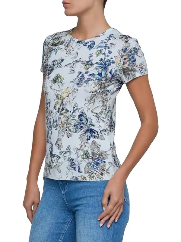 L & APOS;AGENCE Ressi Short-sleeve Watercolor Butterfly Tee - Gry Mt Wat