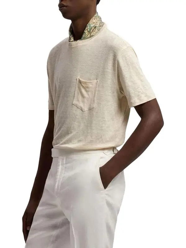 Ralph Lauren Purple Label Apos;s Linen Jersey Pocket T-shirt - Limestone