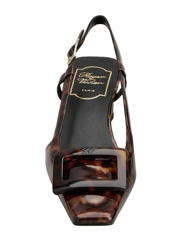 ROGER VIVIER Belle Vivier 45mm Turtle-buckle Printed Leather Slingback Pumps - Marrone Af