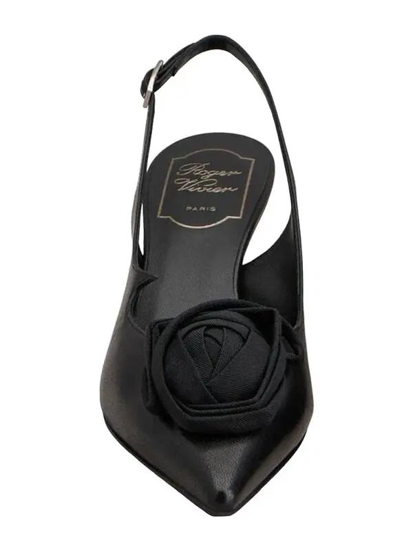 ROGER VIVIER I Love Rose Vivier 45mm Leather Slingback Pumps - Nero