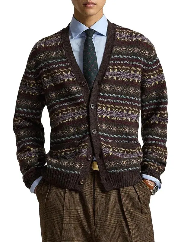Polo Ralph Lauren Apos;s Fair Isle-style Wool Cardigan - Brown