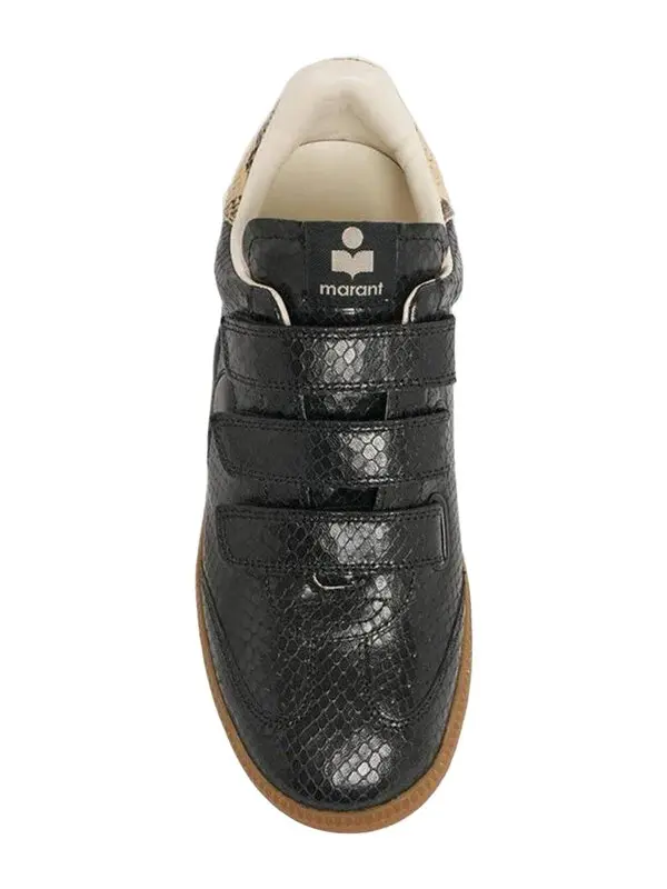 Isabel Marant Étoile Beth Embossed Leather Grip-strap Sneakers - Black/saha