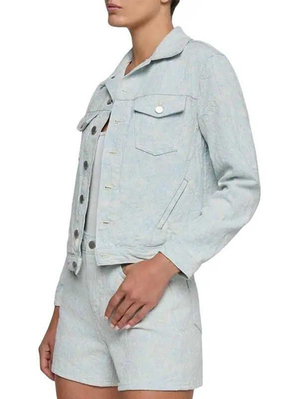 L & APOS;AGENCE Maven Slim Floral Denim Jacket - Cloud Dama