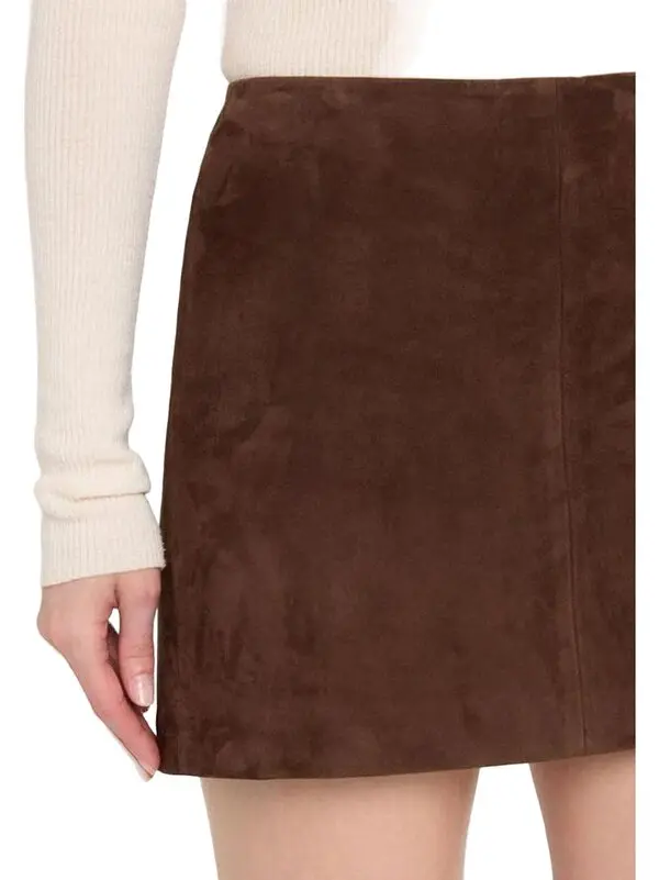 ARMA Melody A-line Suede Mini Skirt - Mud Brown