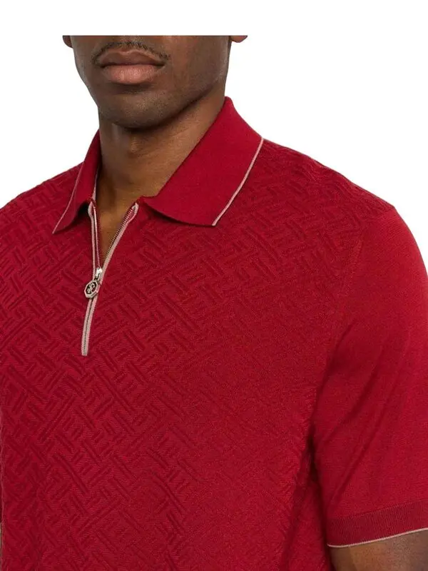 Stefano Ricci Apos;s Textured Silk Quarter-zip Polo - Red