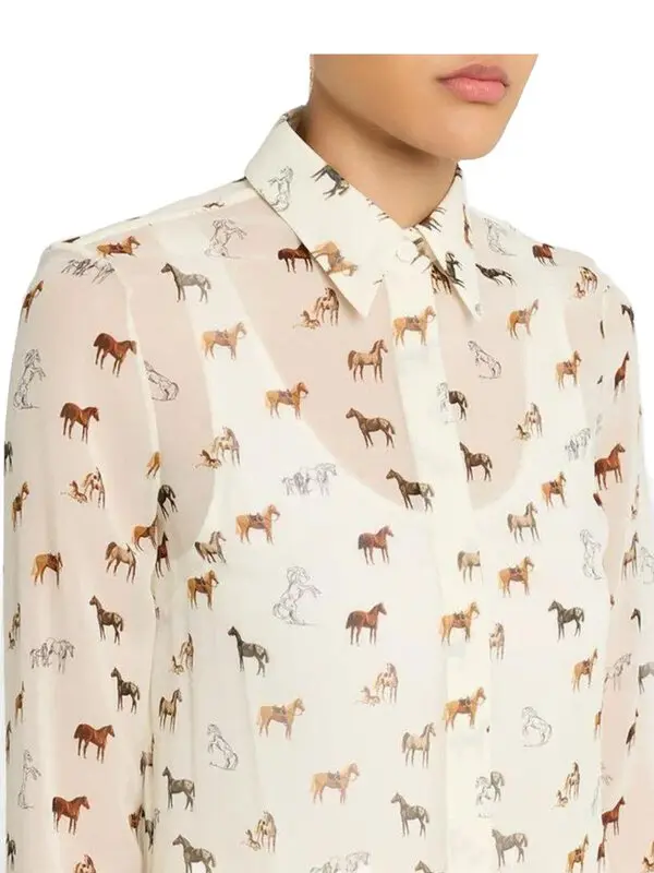 Gabriela Hearst Henri Horse-print Chiffon Button-down Blouse - Ivory Multi
