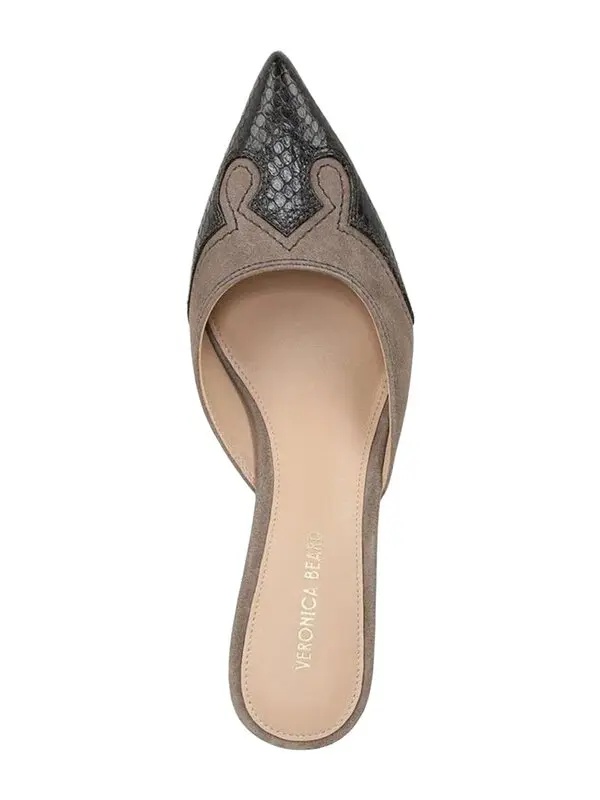 Veronica Beard 95mm Lisa Mixed Leather Western Mules - Bark/espre