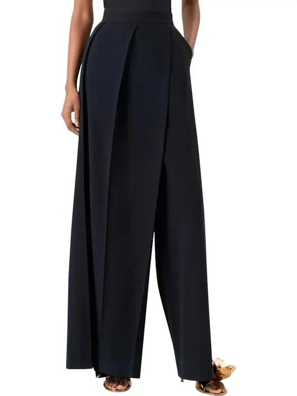 Akris Fossil Pleated Apron Pants - Black