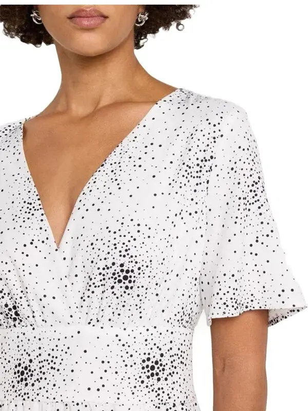 Emporio Armani Dotted Flutter-sleeve Midi Dress - Solid Whit