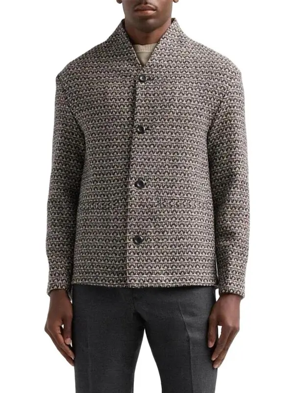 Emporio Armani Apos;s Wool Geo Tweed Effect Cardigan Jacket - Multi