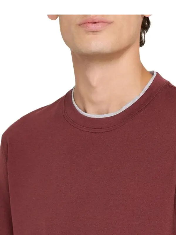 Brunello Cucinelli Apos;s Cotton Crewneck Tipped T-shirt - Cgl17 Lava