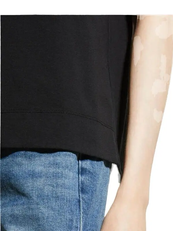 Lafayette 148 New York Modern V-neck Short-sleeve Cotton Jersey Tee - Black