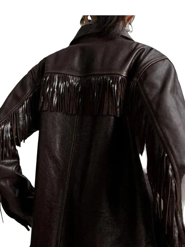 Polo Ralph Lauren Fringed Leather Button-front Jacket - Dark Choco
