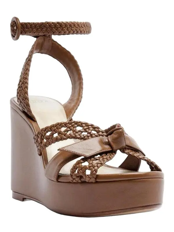 ALEXANDRE BIRMAN Suelita 100mm Woven Raffia Platform Wedges - Espresso