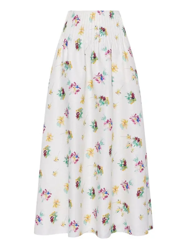 Gabriela Hearst Penelope Floral-print Linen Midi Skirt - Ivory Multi