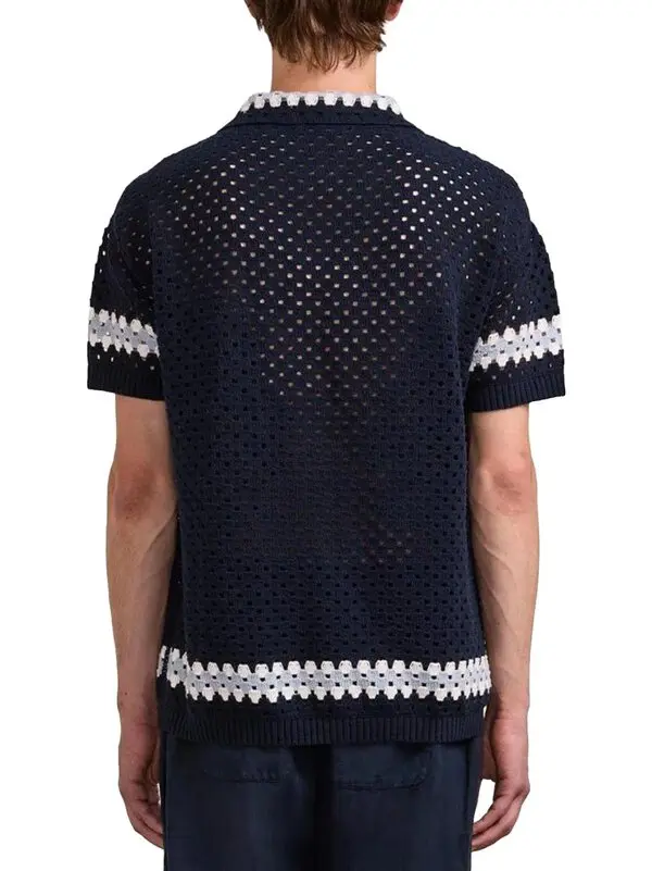 Frescobol Carioca Apos;s Marques Cotton Crochet Camp Shirt - Navy