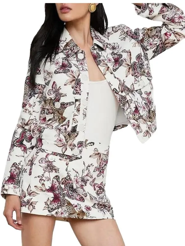 L & APOS;AGENCE Nyx Cropped Jacket - White Multi