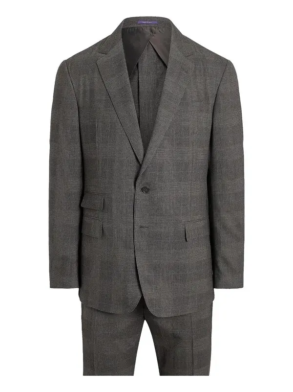 Ralph Lauren Purple Label Apos;s Kent Hand-tailored Glen Plaid Wool Suit - Brown