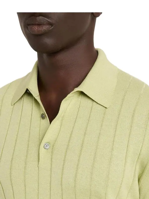 Kiton Apos;s Wide Rib Sea Island Cotton Polo Sweater - Sage