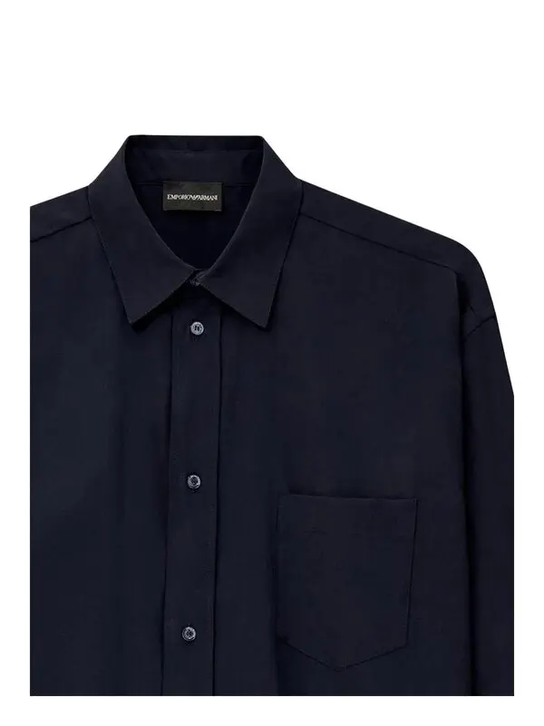 Emporio Armani Apos;s Solid Pocket Button-front Shirt - Solid Blue Navy