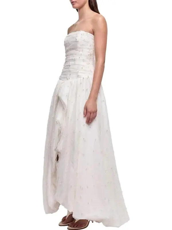 Aje Juniper Strapless Tulle Overlay Gown - Ivory